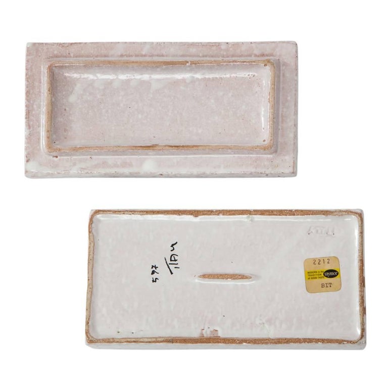 Bitossi for Raymor Box, Ceramic and Fused Glass, White, Orange and Blue ...