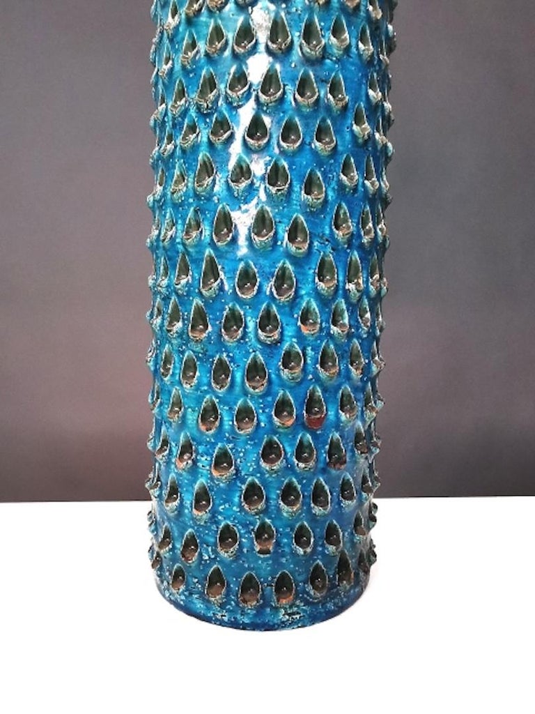Bitossi, Rimini Blue Glazed Ceramic Table Lamp, Italy, 1960s at 1stDibs