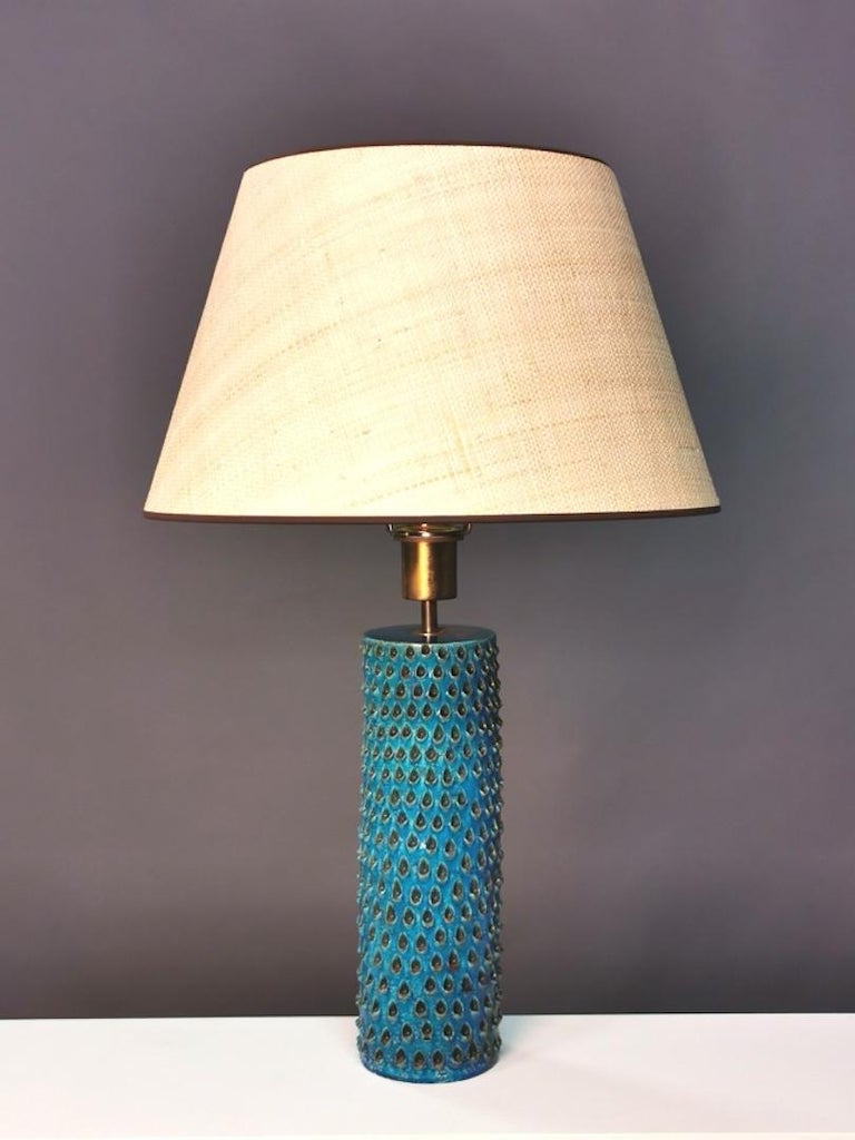 Bitossi, Rimini Blue Glazed Ceramic Table Lamp, Italy, 1960s at 1stDibs