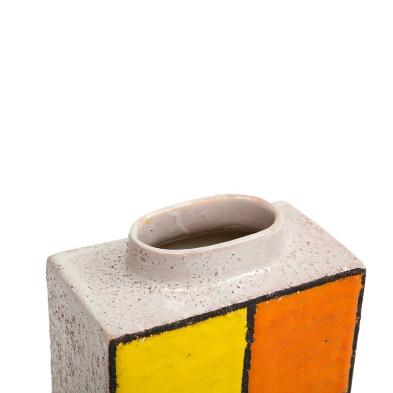 Bitossi Rosenthal Netter Vase, Ceramic, Mondrian, Orange, Yellow, White ...