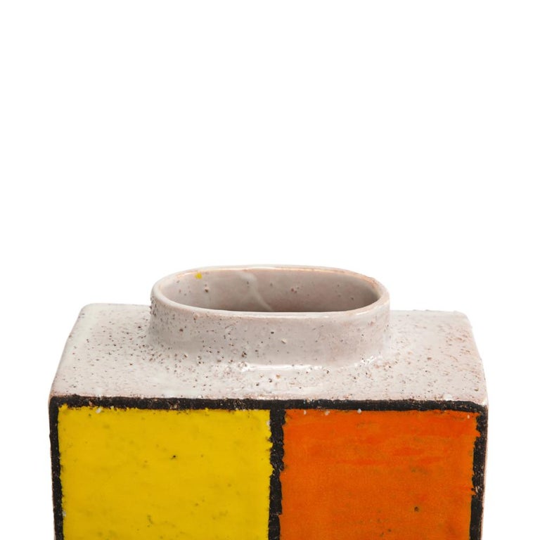 Bitossi Rosenthal Netter Vase, Ceramic, Mondrian, Orange, Yellow, White ...