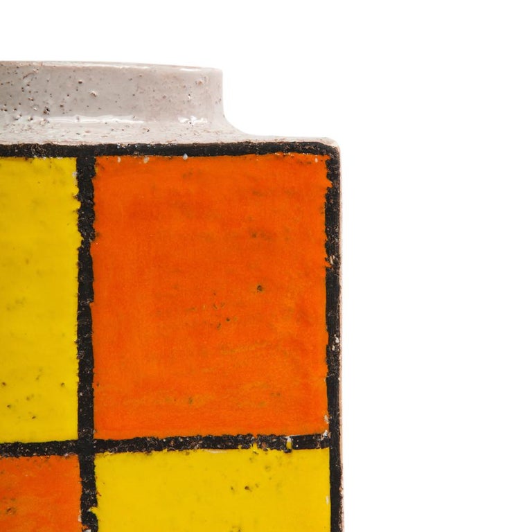 Bitossi Rosenthal Netter Vase, Ceramic, Mondrian, Orange, Yellow, White ...