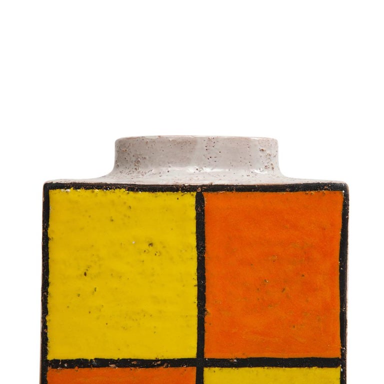 Bitossi Rosenthal Netter Vase, Ceramic, Mondrian, Orange, Yellow, White ...