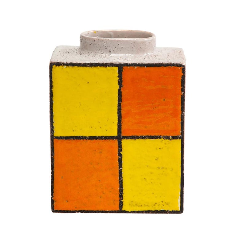 Bitossi Rosenthal Netter Vase, Ceramic, Mondrian, Orange, Yellow, White ...