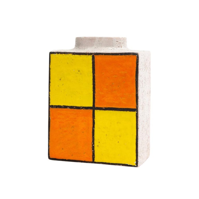 Bitossi Rosenthal Netter Vase, Ceramic, Mondrian, Orange, Yellow, White ...