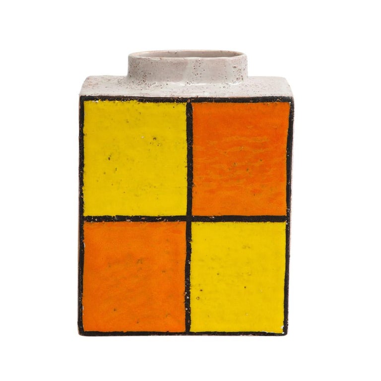 Bitossi Rosenthal Netter Vase, Ceramic, Mondrian, Orange, Yellow, White ...
