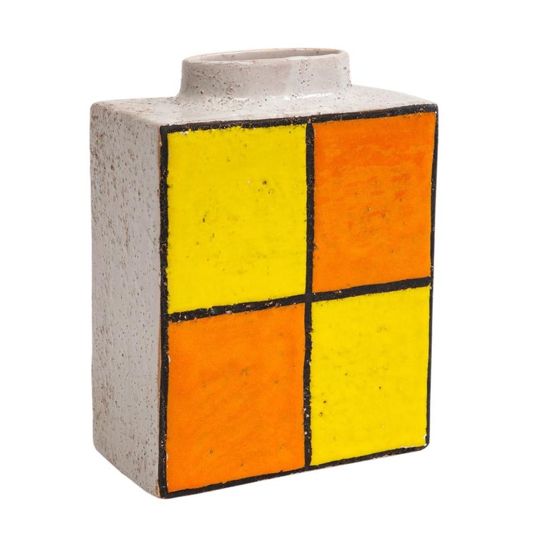 Bitossi Rosenthal Netter Vase, Ceramic, Mondrian, Orange, Yellow, White ...
