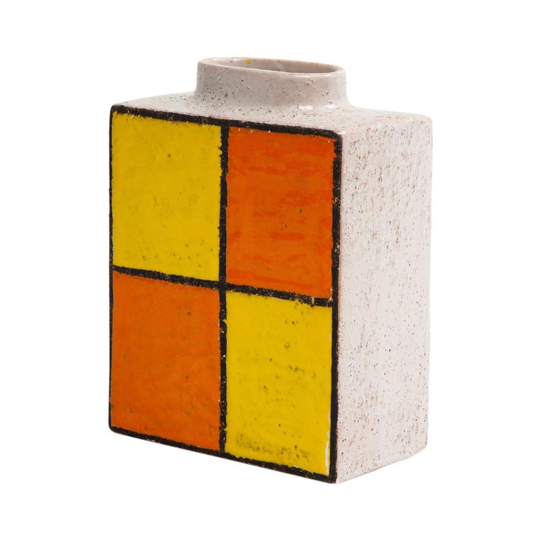 Bitossi Rosenthal Netter Vase, Ceramic, Mondrian, Orange, Yellow, White ...