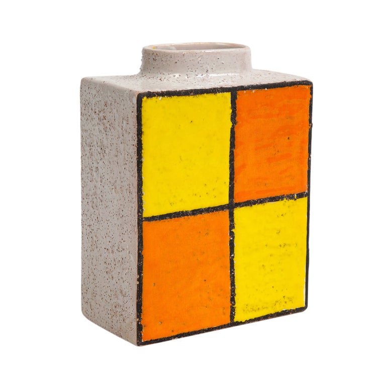 Bitossi Rosenthal Netter Vase, Ceramic, Mondrian, Orange, Yellow, White ...