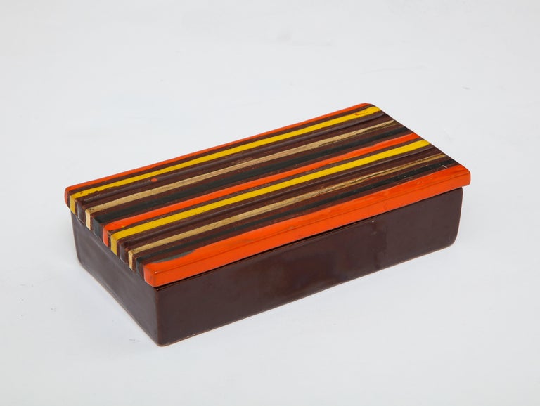 Bitossi Striped Ceramic Box, Signed For Sale at 1stDibs