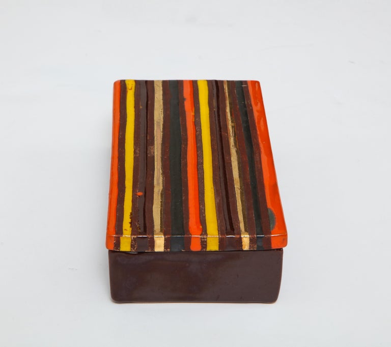Bitossi Striped Ceramic Box, Signed For Sale at 1stDibs