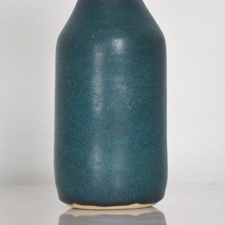Bitossi Style Sleek Cool Blue Ceramic Pottery Vase Mid-Century Modern ...
