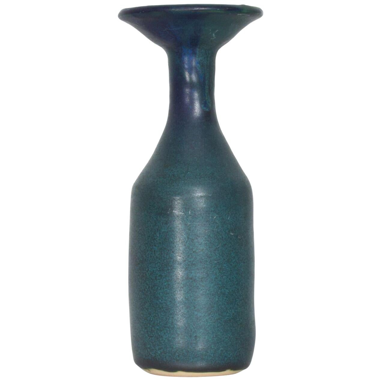 Bitossi Style Sleek Cool Blue Ceramic Pottery Vase Mid-Century Modern ...