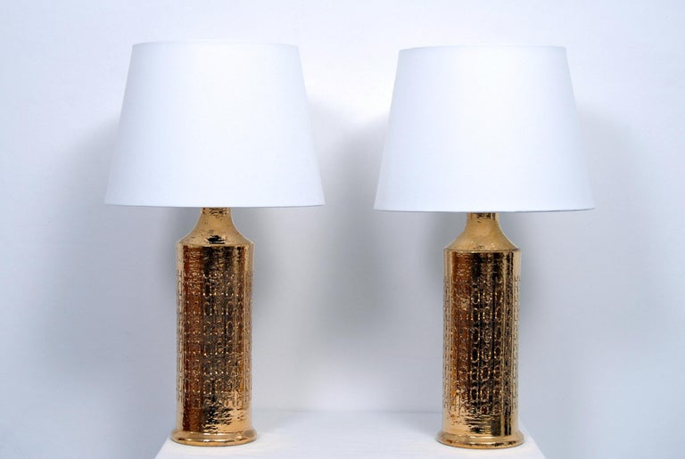 Bitossi Table Lamps, Gold Glazed Ceramic, Signed at 1stDibs