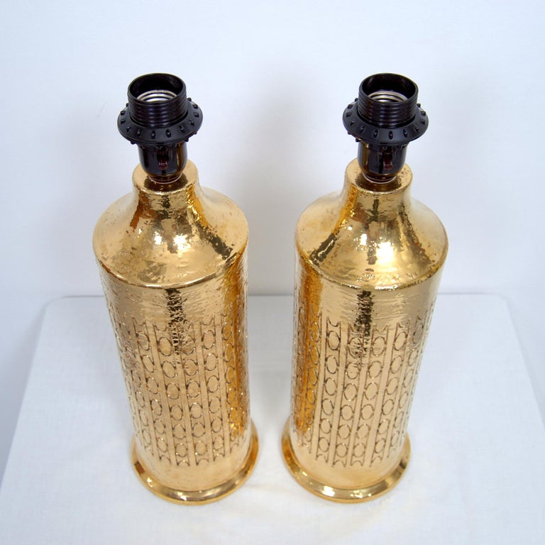 Bitossi Table Lamps, Gold Glazed Ceramic, Signed at 1stDibs