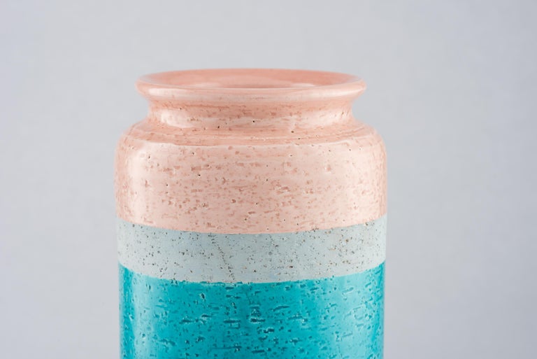 Bitossi Vase, Ceramic, Blue, Gray, Pink For Sale at 1stDibs