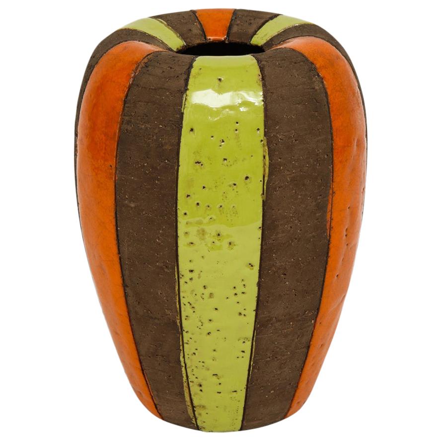Raymor Bitossi Ceramic Vase Stripes Bagni Signed, Italy, 1960s at 1stdibs