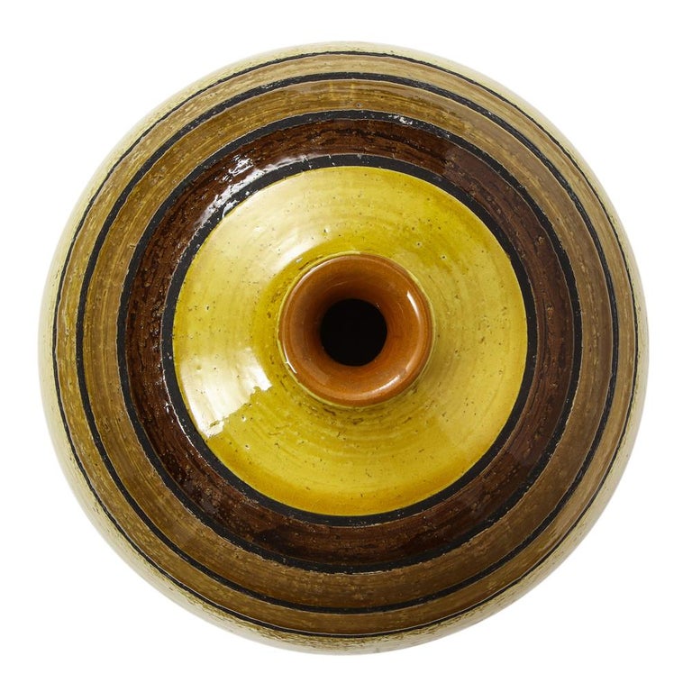Bitossi Vase, Ceramic, Chartreuse, Green, Earth Tones, Stripes, Signed ...