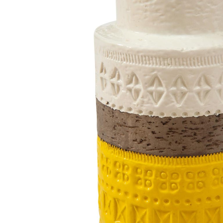 Bitossi Vase, Ceramic, Yellow and White at 1stDibs
