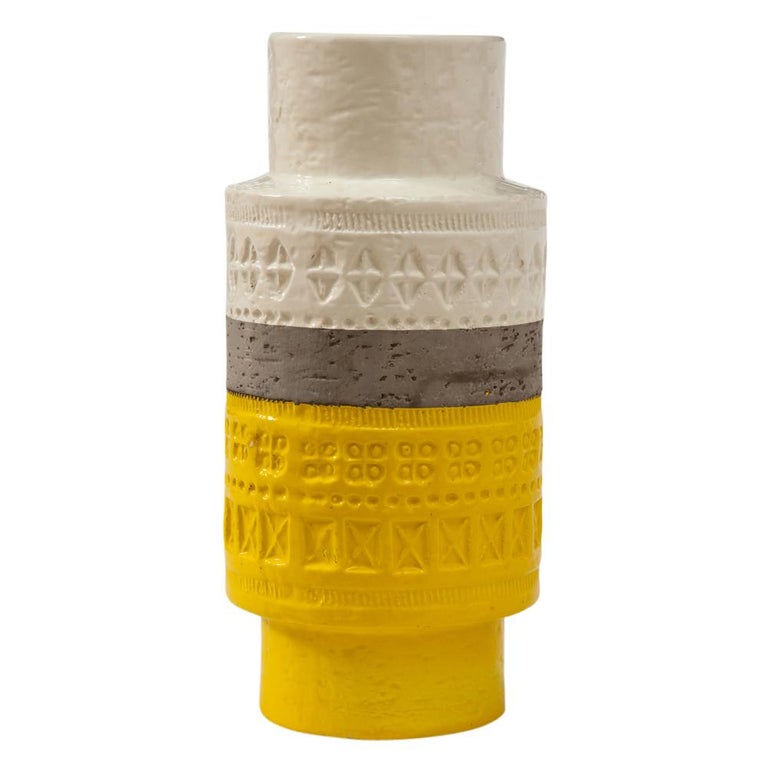 Bitossi Vase, Ceramic, Yellow and White at 1stDibs