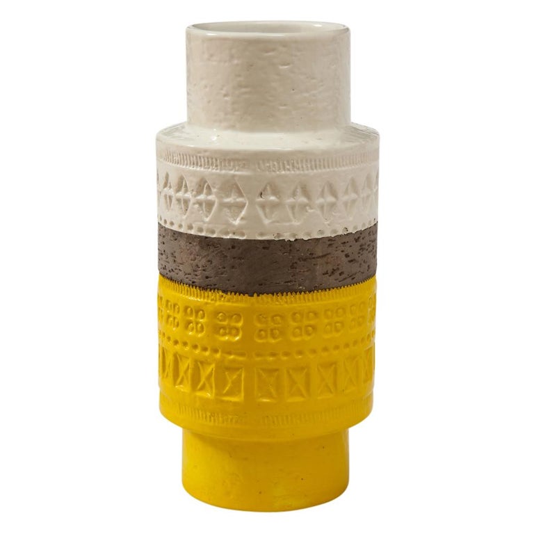 Bitossi Vase, Ceramic, Yellow and White at 1stDibs