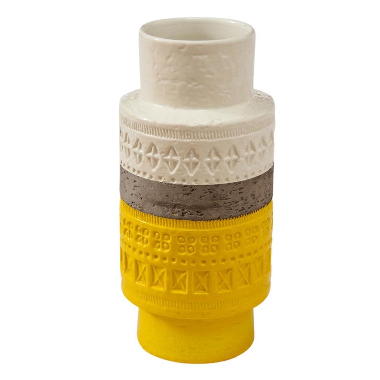 Bitossi Vase, Ceramic, Yellow and White at 1stDibs