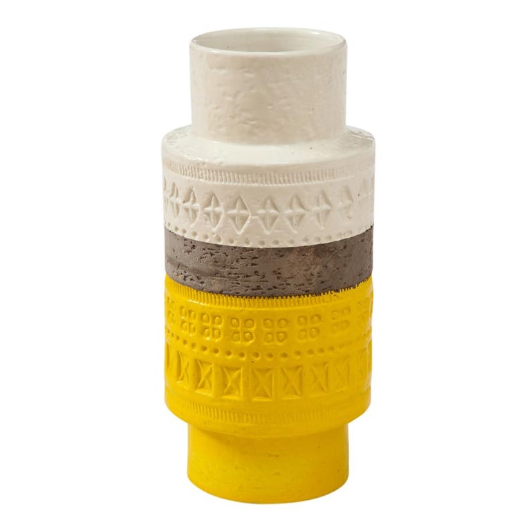 Bitossi Vase, Ceramic, Yellow and White at 1stDibs