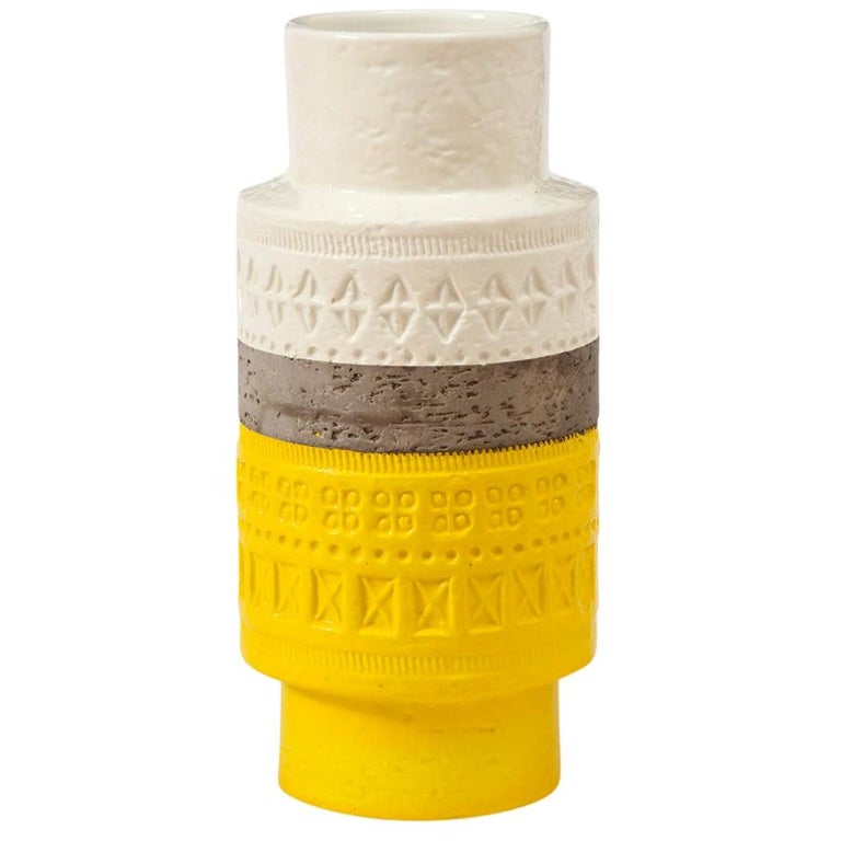 Bitossi Vase, Ceramic, Yellow and White at 1stDibs