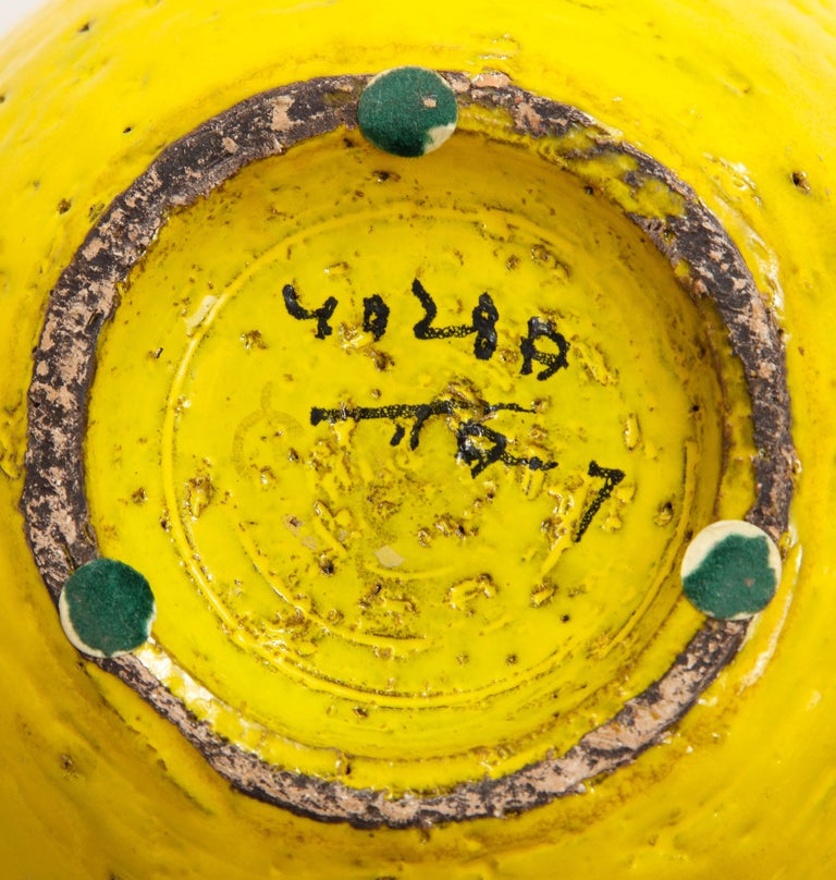 Bitossi Vase, Ceramic, Yellow, Brown, Spherical, Signed For Sale at 1stDibs