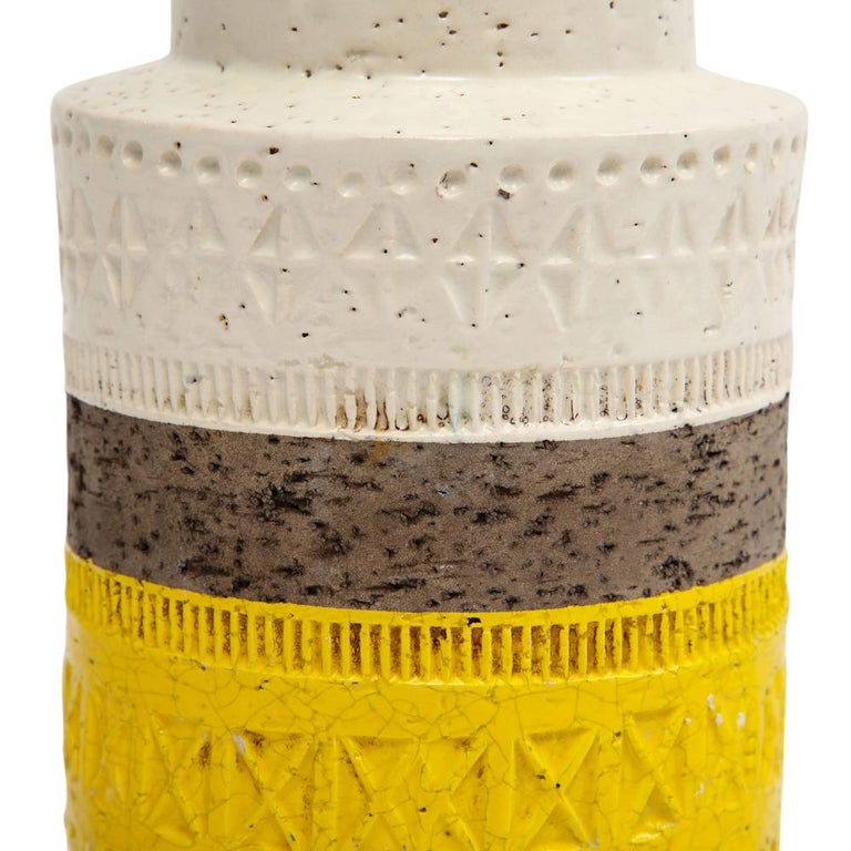 Bitossi Vase, Ceramic, Yellow, White, Geometric For Sale at 1stDibs