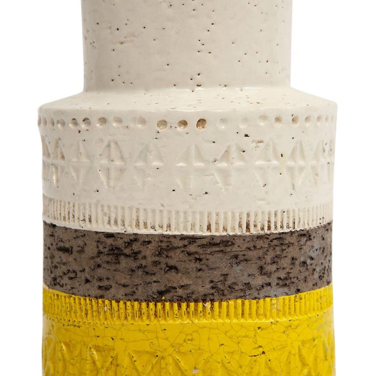 Bitossi Vase, Ceramic, Yellow, White, Geometric For Sale at 1stDibs