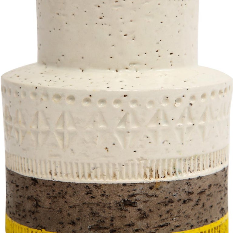 Bitossi Vase, Ceramic, Yellow, White, Geometric For Sale at 1stDibs