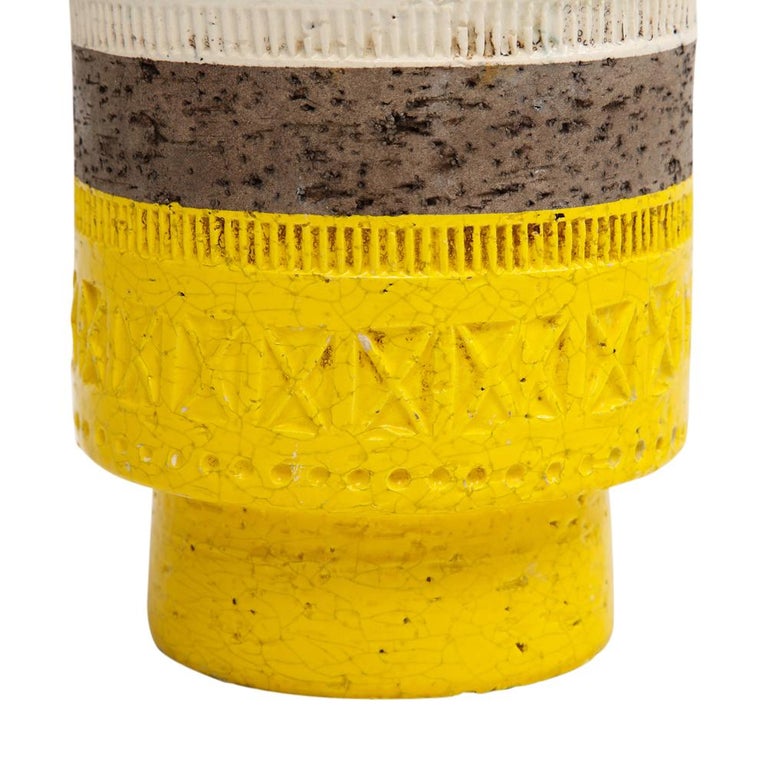 Bitossi Vase, Ceramic, Yellow, White, Geometric For Sale at 1stDibs