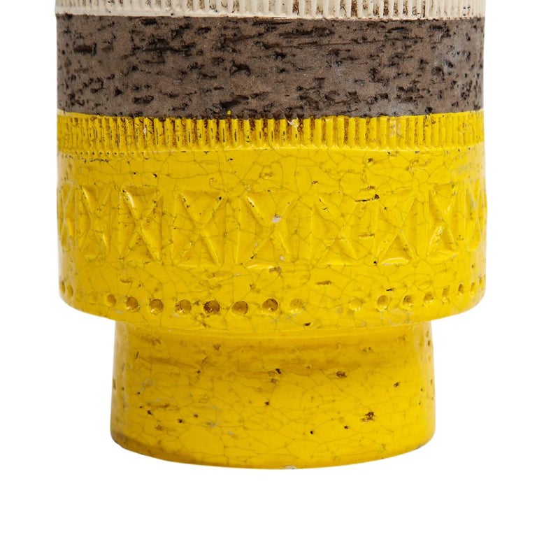 Bitossi Vase, Ceramic, Yellow, White, Geometric For Sale at 1stDibs
