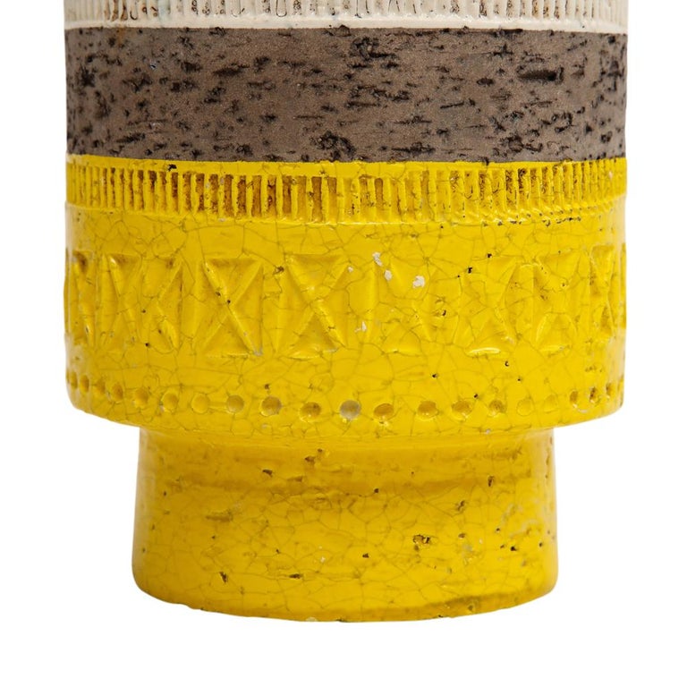 Bitossi Vase, Ceramic, Yellow, White, Geometric For Sale at 1stDibs