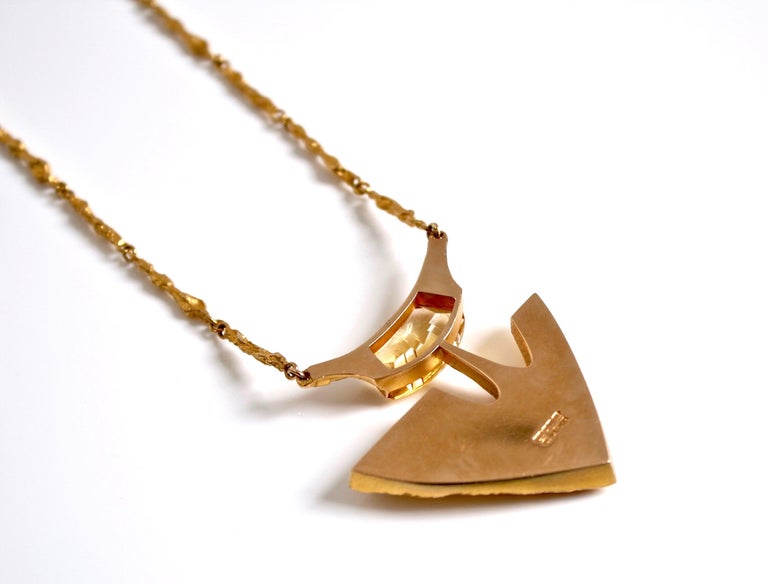 Bjorn Weckstrom Finland Rare 14Kt Gold and Citrine Pendant For Sale at ...
