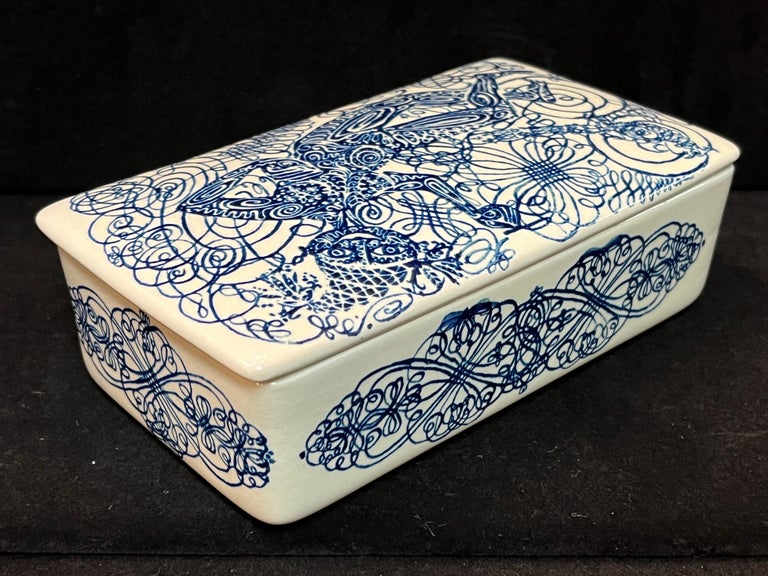 Bjorn Wiinblad Pen and Ink Transfer Ceramic Lidded Box Nymolle Denmark ...