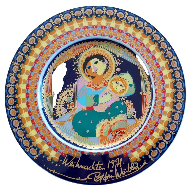 Bjørn Wiinblad Christmas plate 1971 "Mary with baby Jesus" For Sale at ...