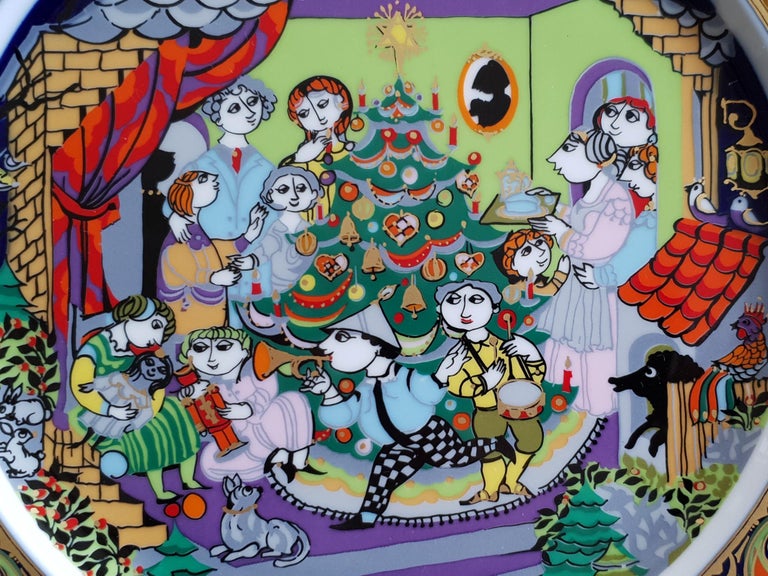 Bjørn Wiinblad Christmas Plate 1986 "Christmas Carols" For Sale at 1stDibs