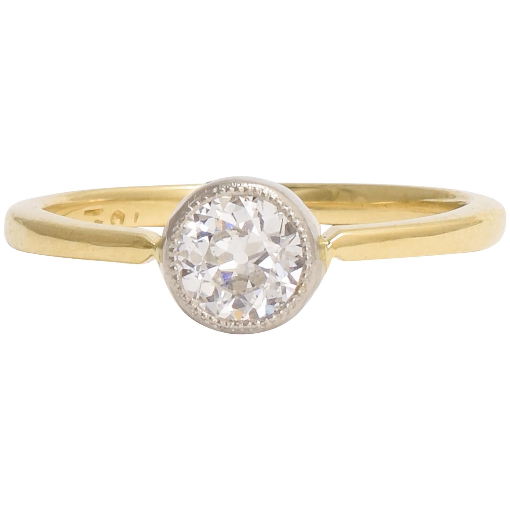 BL Bespoke 0.47 Carat Transitional Cut Diamond Millegrain Solitaire ...