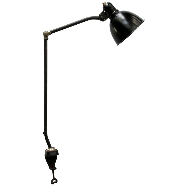 Black 2-Arm Metal Machinist Work Desk Light Peter Behrens AEG, 1920s at ...