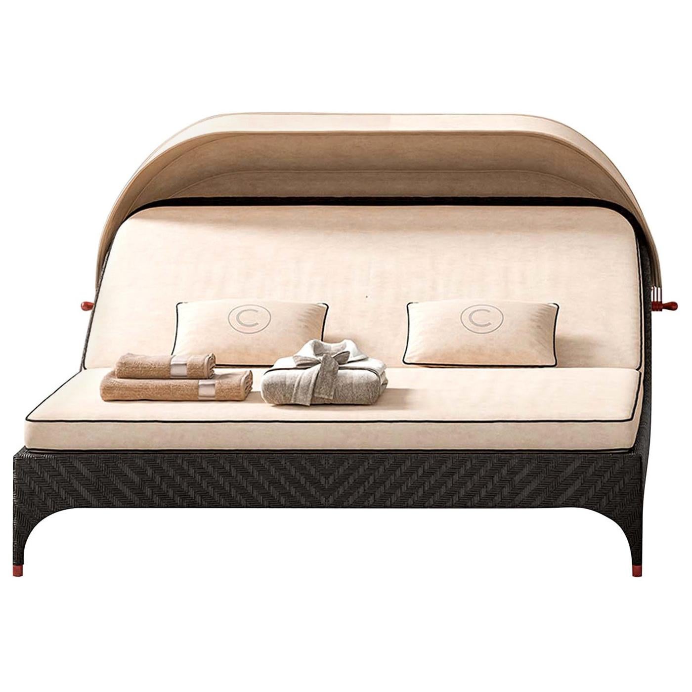 Black 2-Seat Sunbed with Sun Visor For Sale at 1stDibs