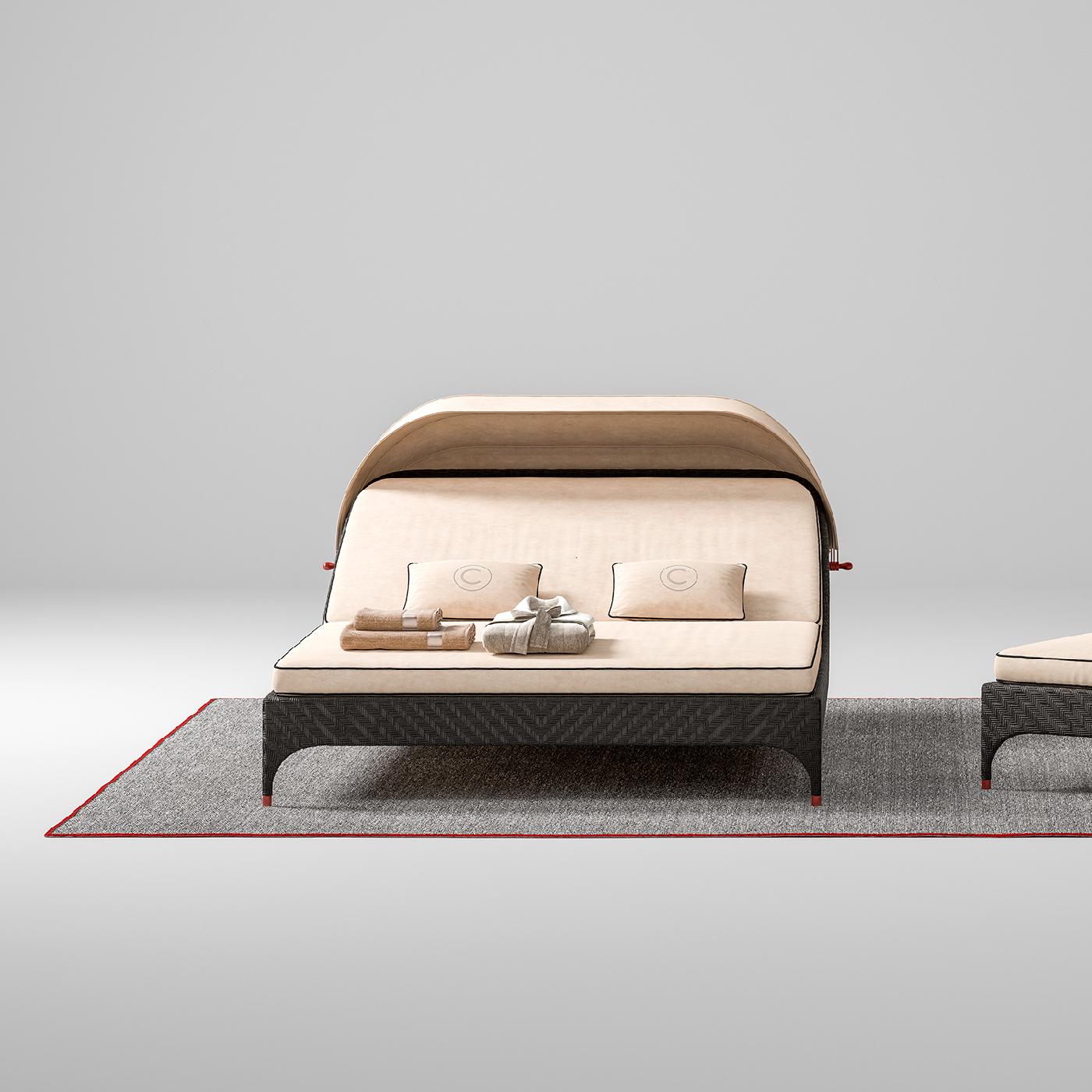 Black 2-Seat Sunbed with Sun Visor For Sale at 1stDibs