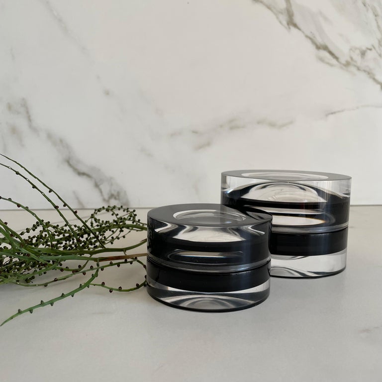 Black Acrylic Large Round Box by Paola Valle For Sale at 1stDibs