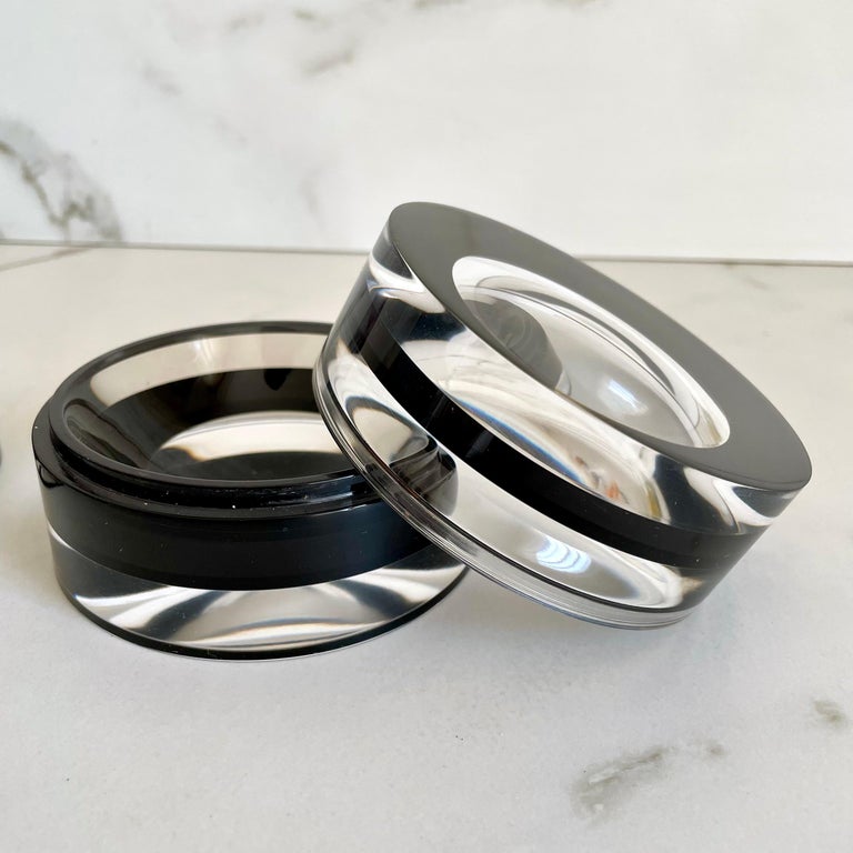 Black Acrylic Large Round Box by Paola Valle For Sale at 1stDibs