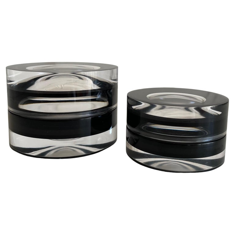 Black Acrylic Large Round Box by Paola Valle For Sale at 1stDibs