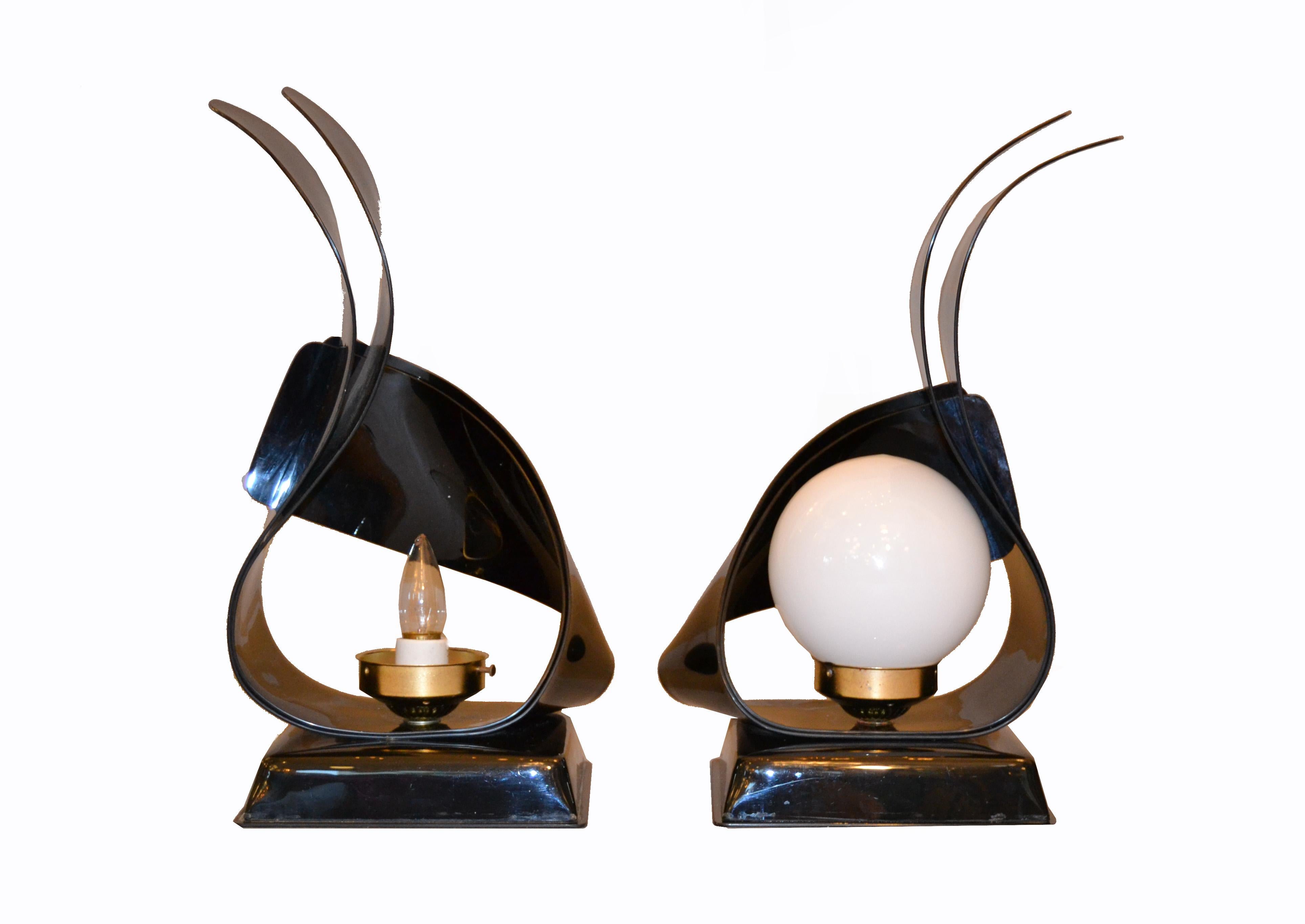 Black Acrylic Sculptural Table Lamps by Acrylic Design, Pair For Sale ...