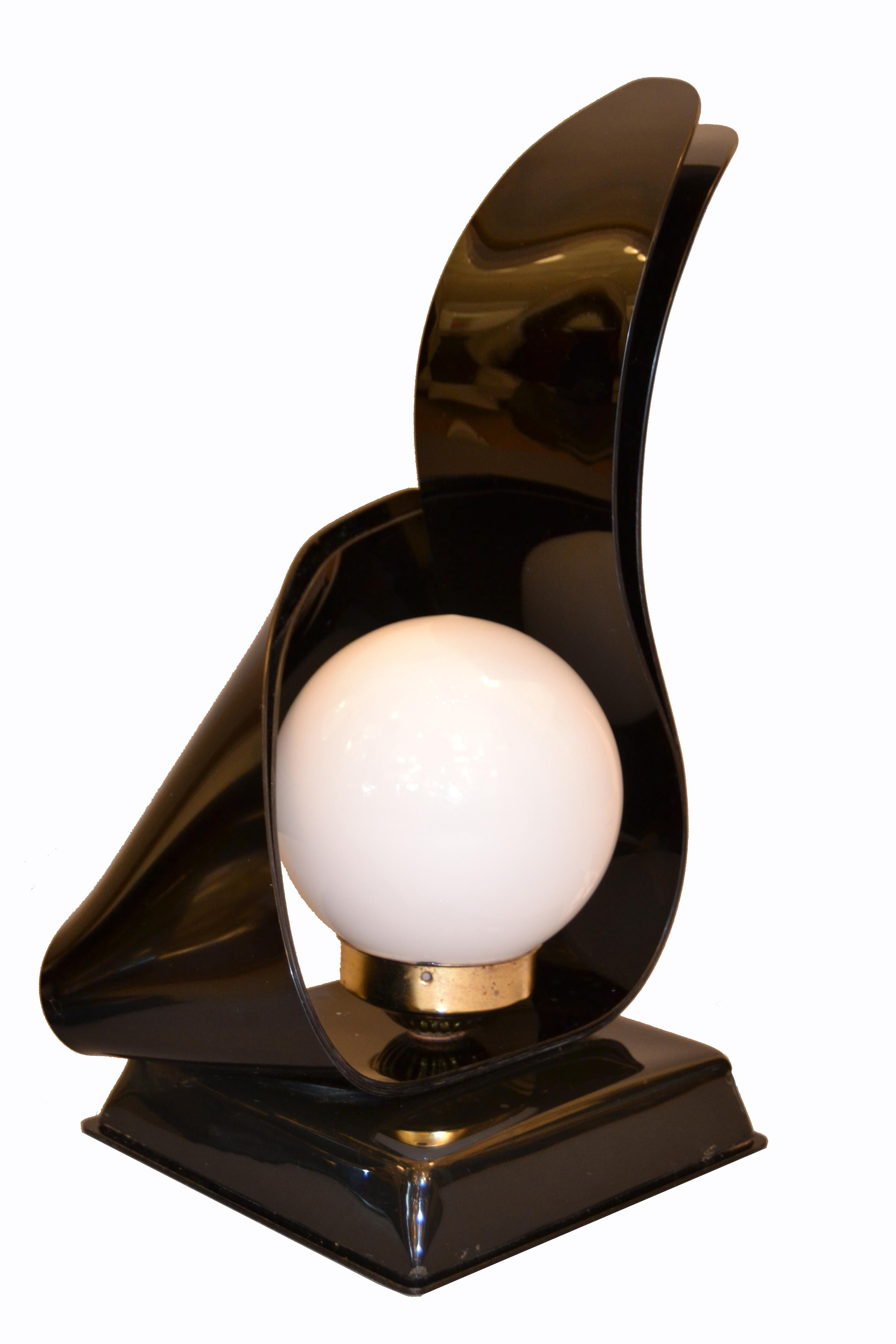 Black Acrylic Sculptural Table Lamps by Acrylic Design, Pair For Sale ...