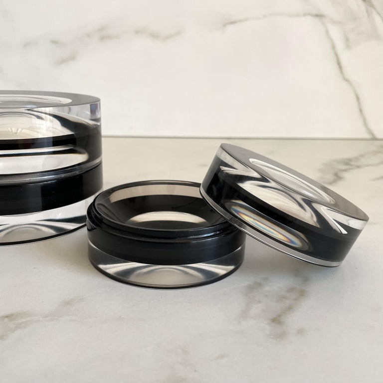 Black Acrylic Small Round Box by Paola Valle For Sale at 1stDibs