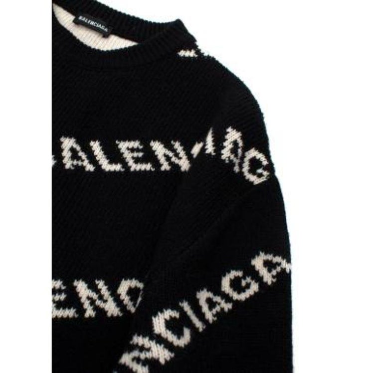 Black Allover Logo knit sweater For Sale at 1stDibs
